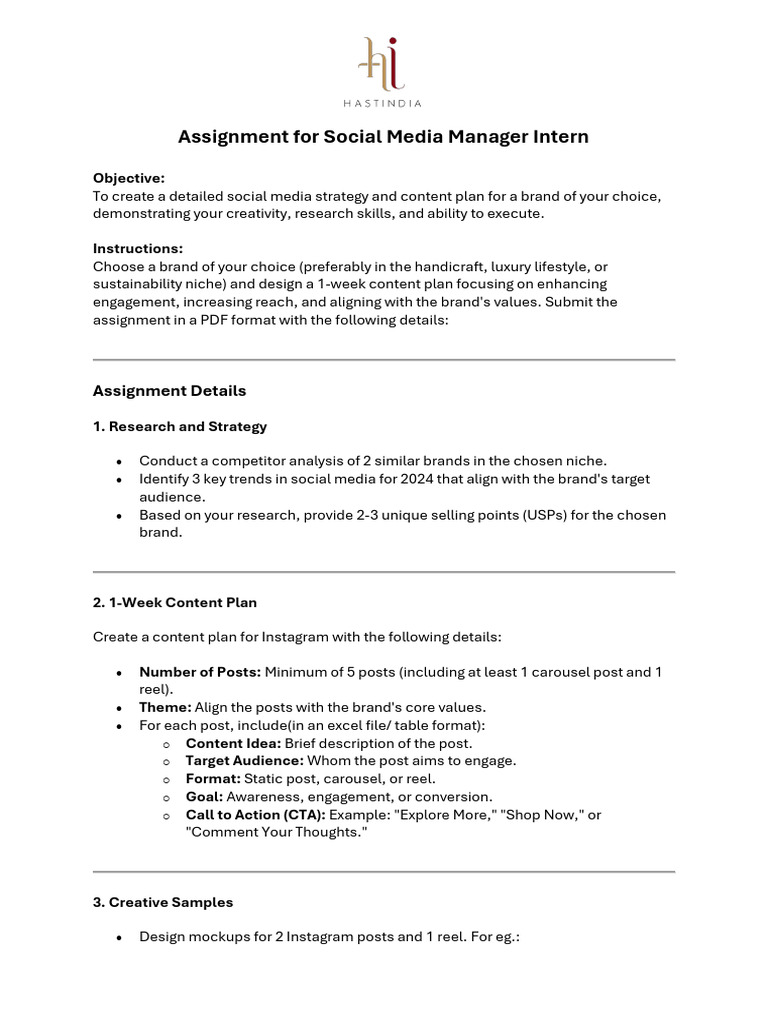 Social Media Strategy Assignment | PDF | Brand | Performance Indicator