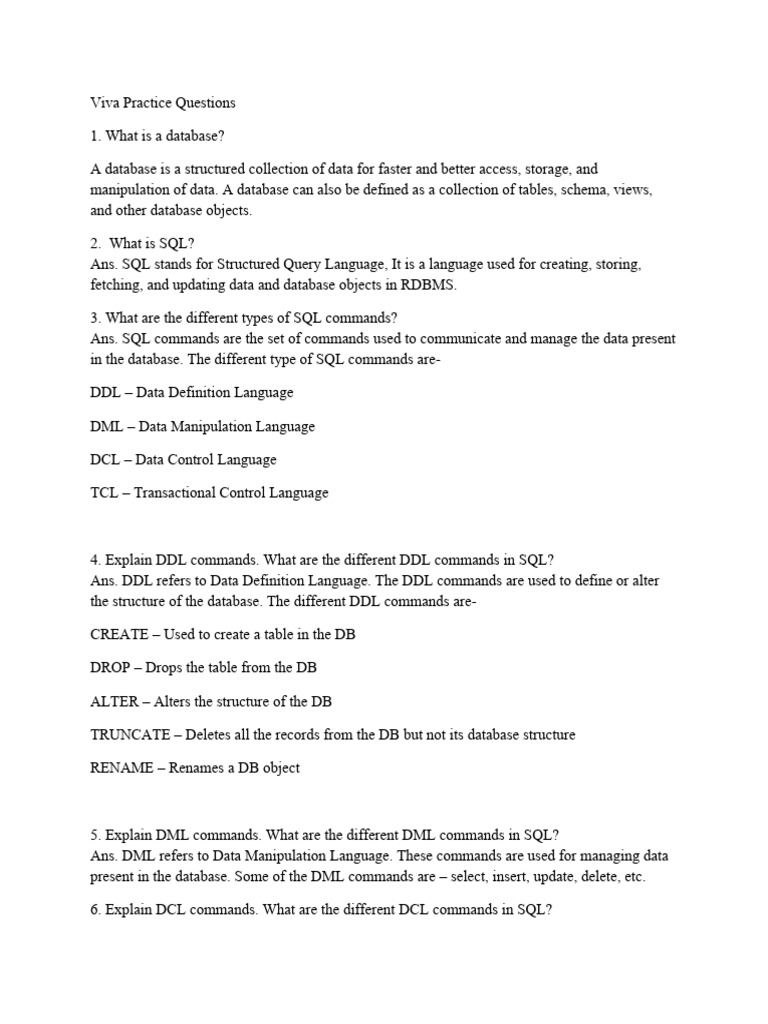 Viva Questions | PDF | Relational Database | Databases