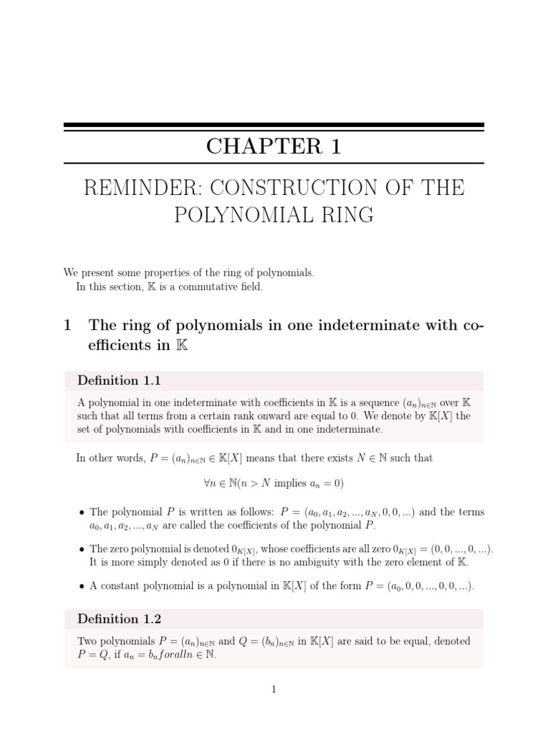 Chapitre 1 | PDF | Polynomial | Ring (Mathematics)