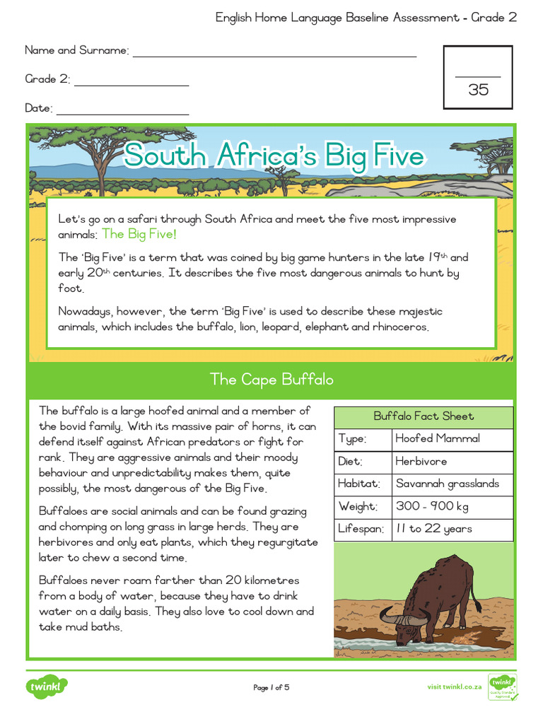 Grade 2 (Eng) | PDF | Mammals Of Africa