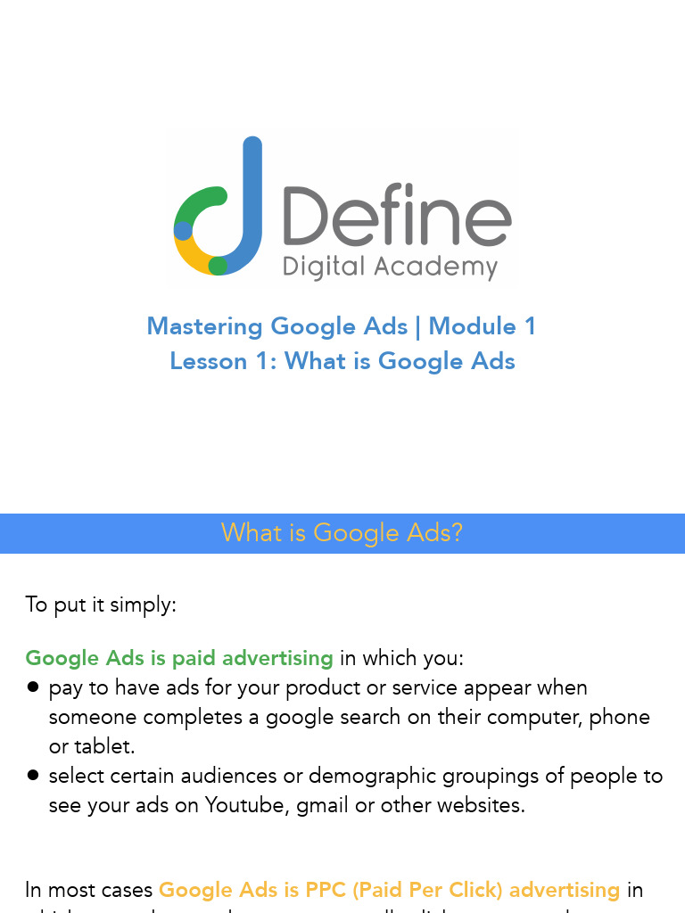 01-MGA 11 What Is Google Ads | PDF | Advertising | Online Advertising