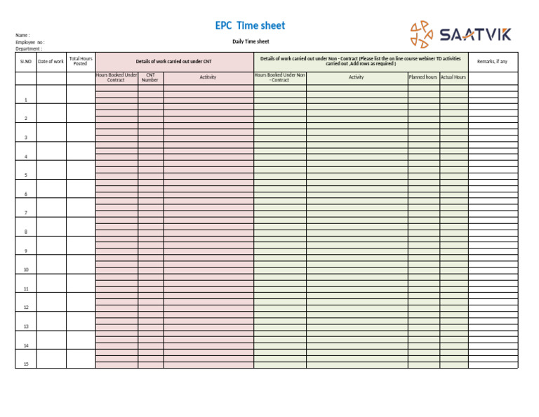 EPC Time Sheet | PDF