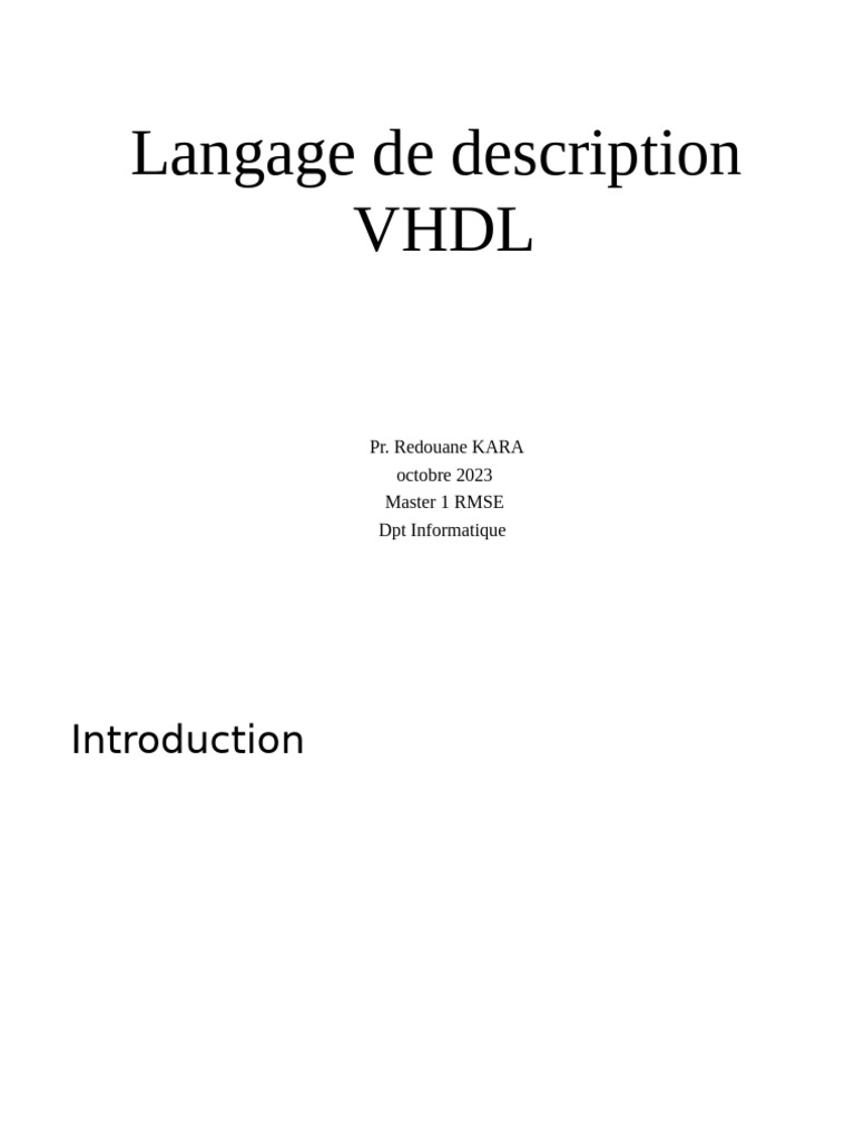 VHDLcours | PDF | VHDL | Programmation informatique
