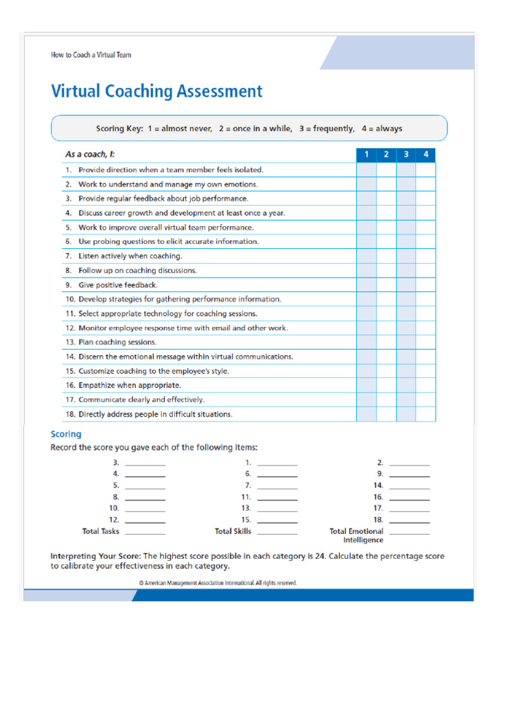 Virtual Coaching Assessment | PDF