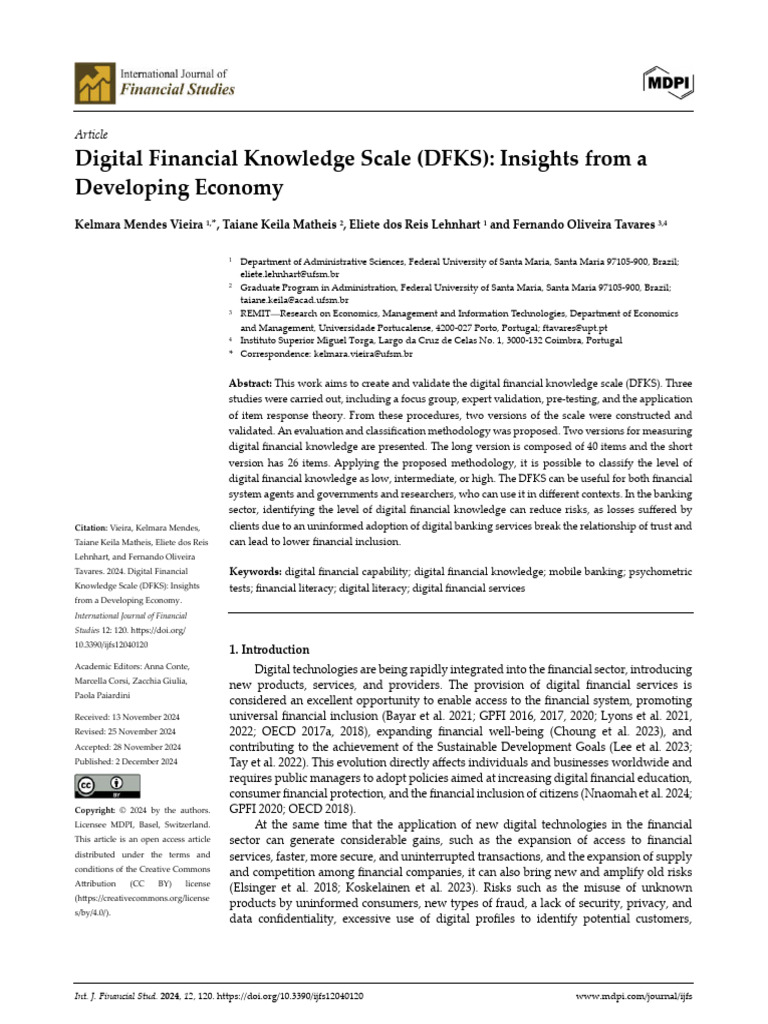 Digital Financial Knowledge Scale DFKS Insights FR | PDF | Financial ...