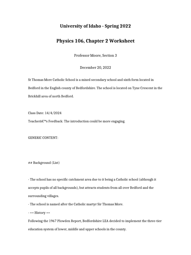 PHYSICS_106_CHAPTER_2_WORKSHEET | PDF | Schools | Educational Institutions PHYSICS_106_CHAPTER_2_WORKSHEET | PDF | Schools | Educational Institutions