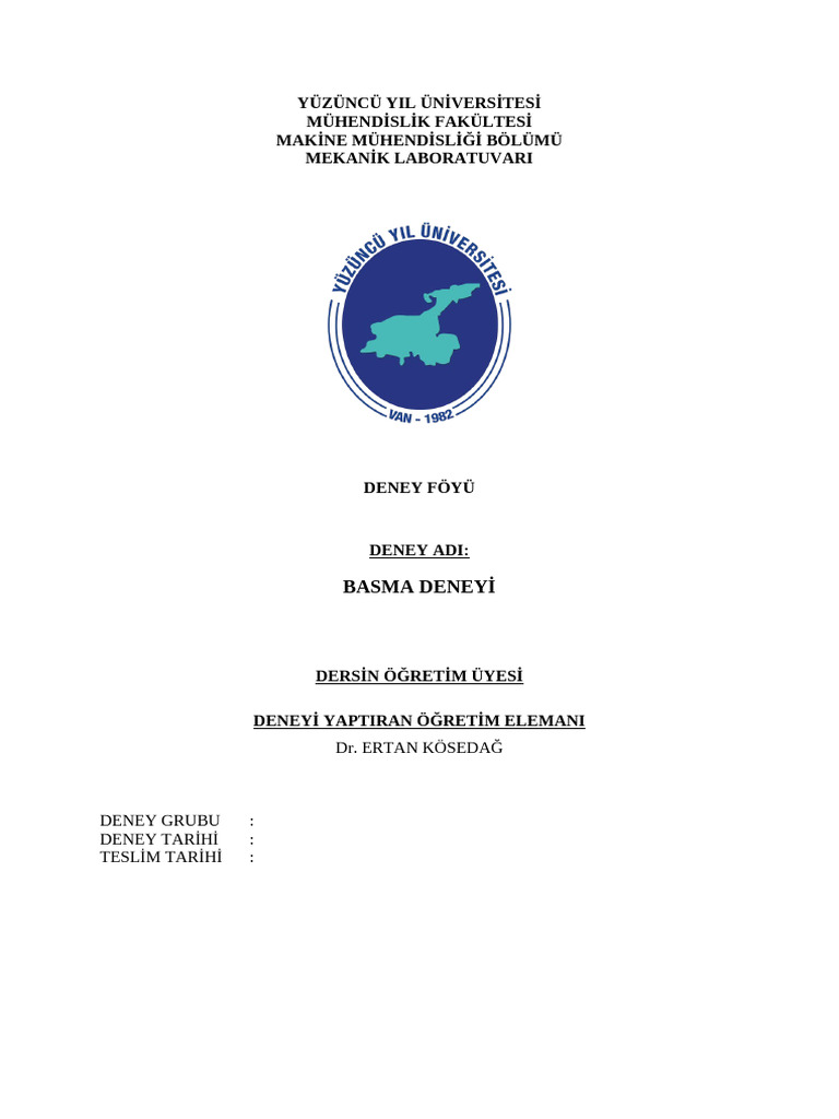 Basma Deney Föyü - YYU | PDF