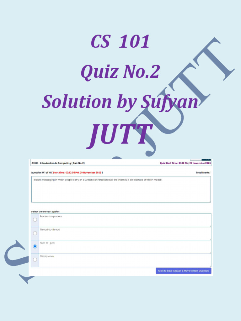 CS 101 Quiz 2 29-Nov-2023 Sufyan JUTT | PDF