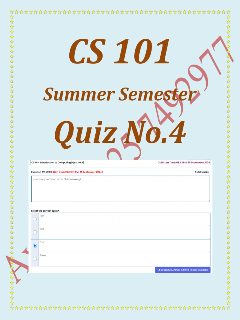 CS 101 Summer Quiz 4 | PDF