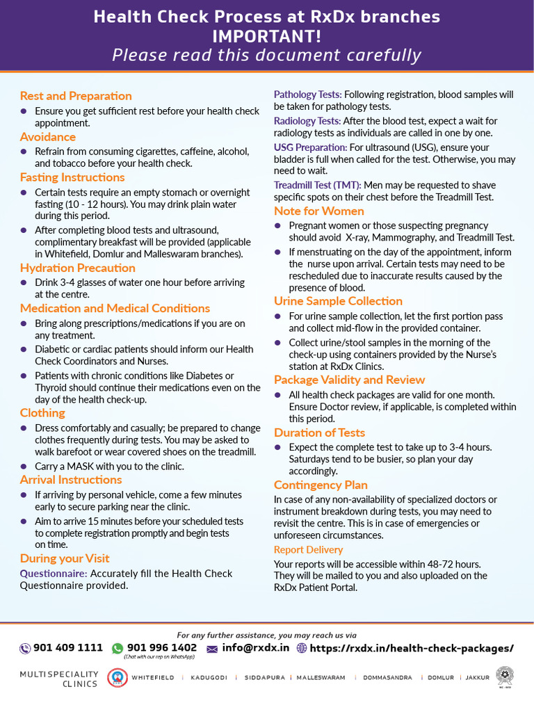 Health Check Notice_RxDx | PDF | Physical Examination | Urine