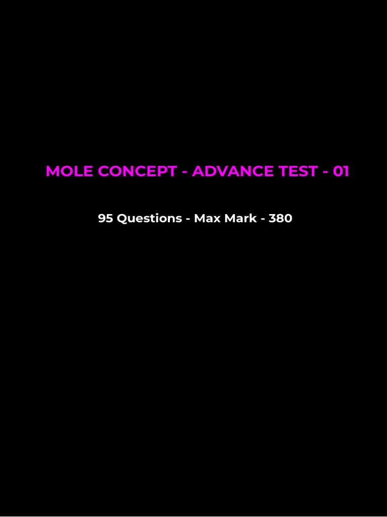 JEE Advanced Mole Concept Test 01 | PDF