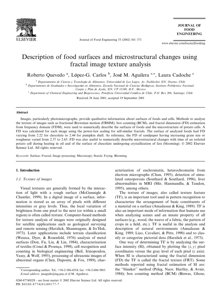 Food Surface Texture Analysis | PDF | Texture Mapping | Analysis Of ...