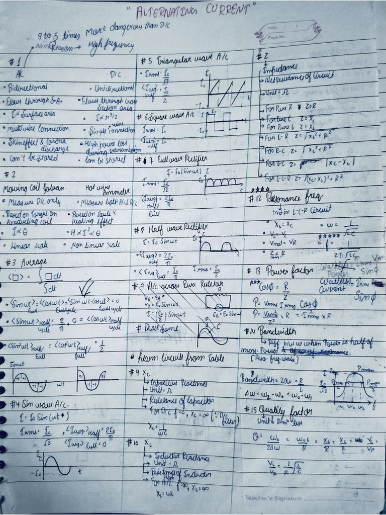 Alternating Current Short notes | PDF