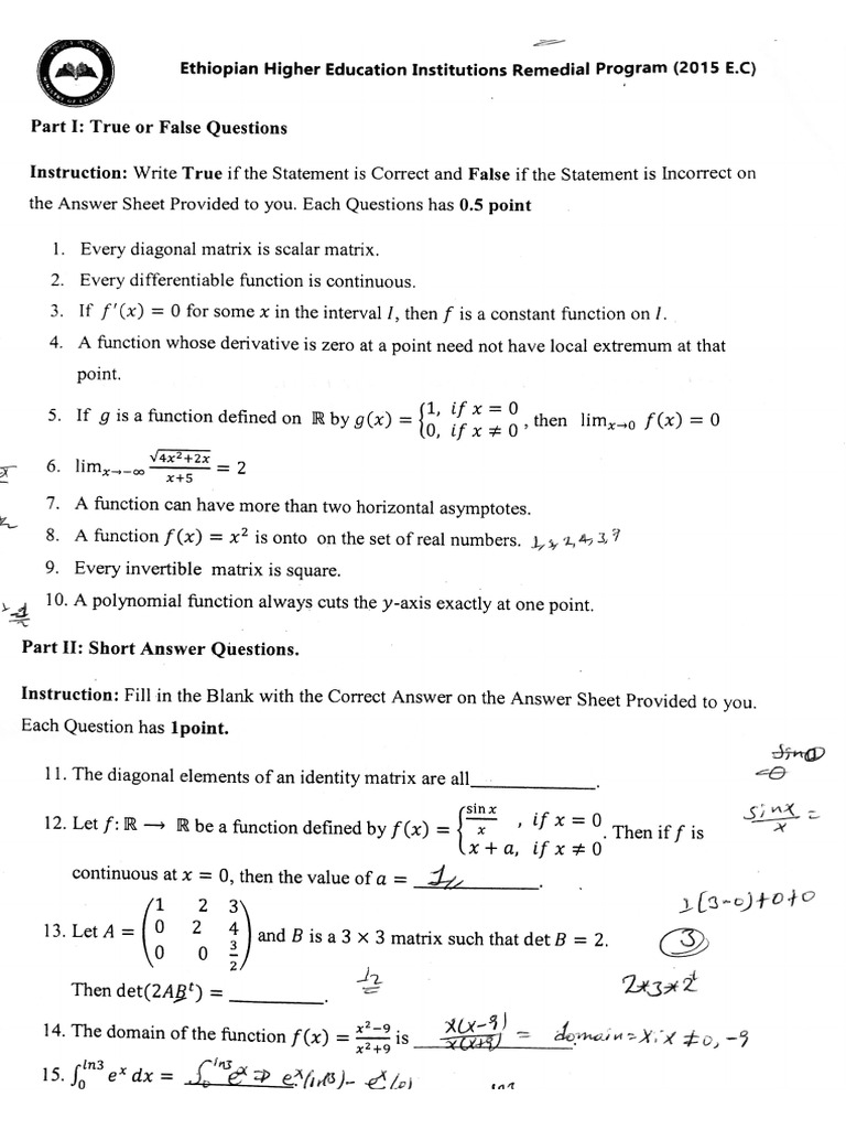 Maths Exam For Remedial Students by Fili .D | PDF