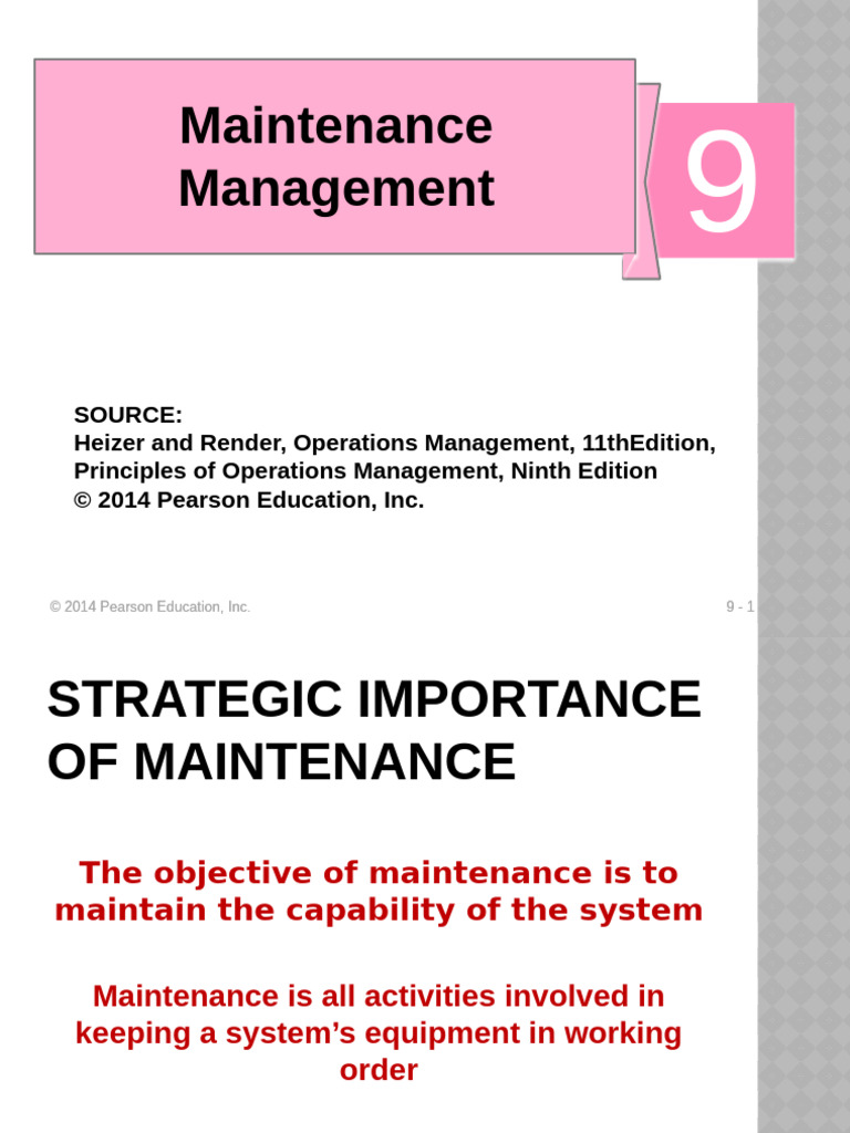 CHAPT 09 - Maintenance Management | PDF | Business | Economies