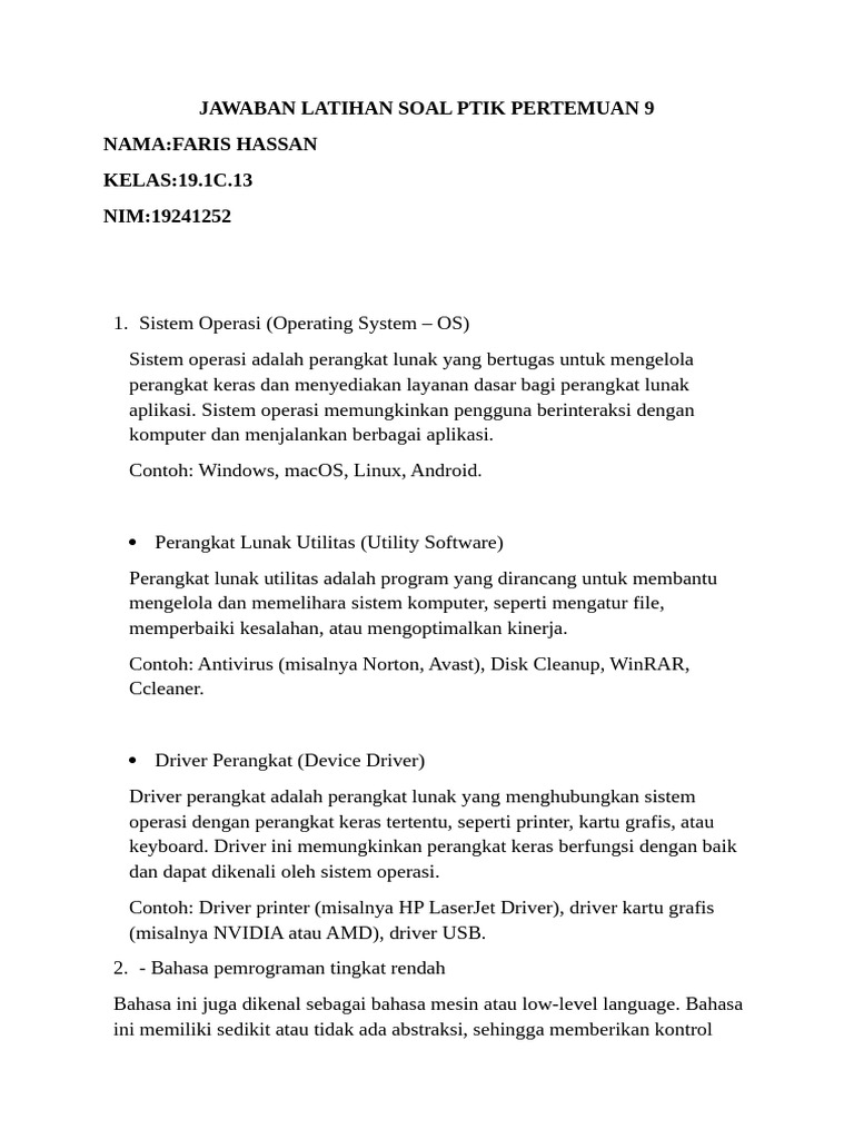 Jawaban Tugas PTIK 9 Faris | PDF