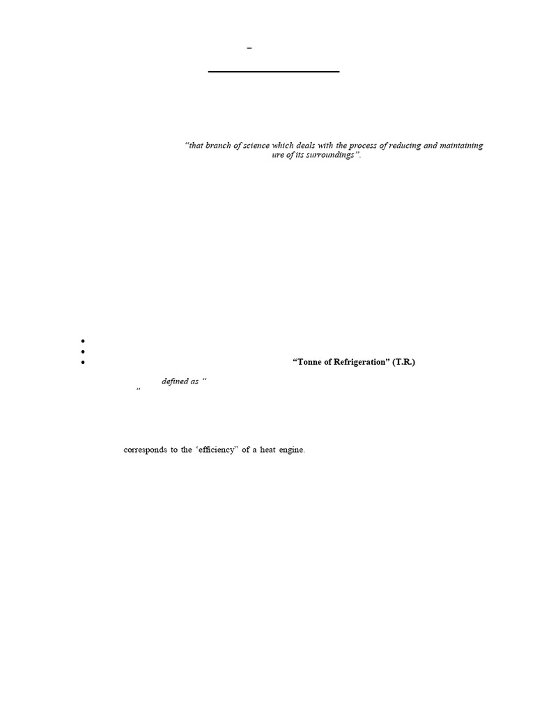 NOTES On THE REFRIGERATION CYCLE and Assignment-1 | PDF | Refrigeration ...