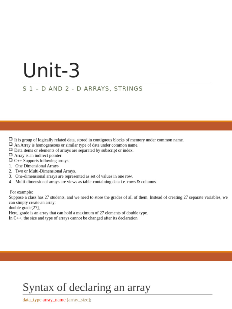 Unit-3 Arrays 6NamELgGXk | PDF | Matrix (Mathematics) | Computer Science Unit-3 Arrays 6NamELgGXk | PDF | Matrix (Mathematics) | Computer Science