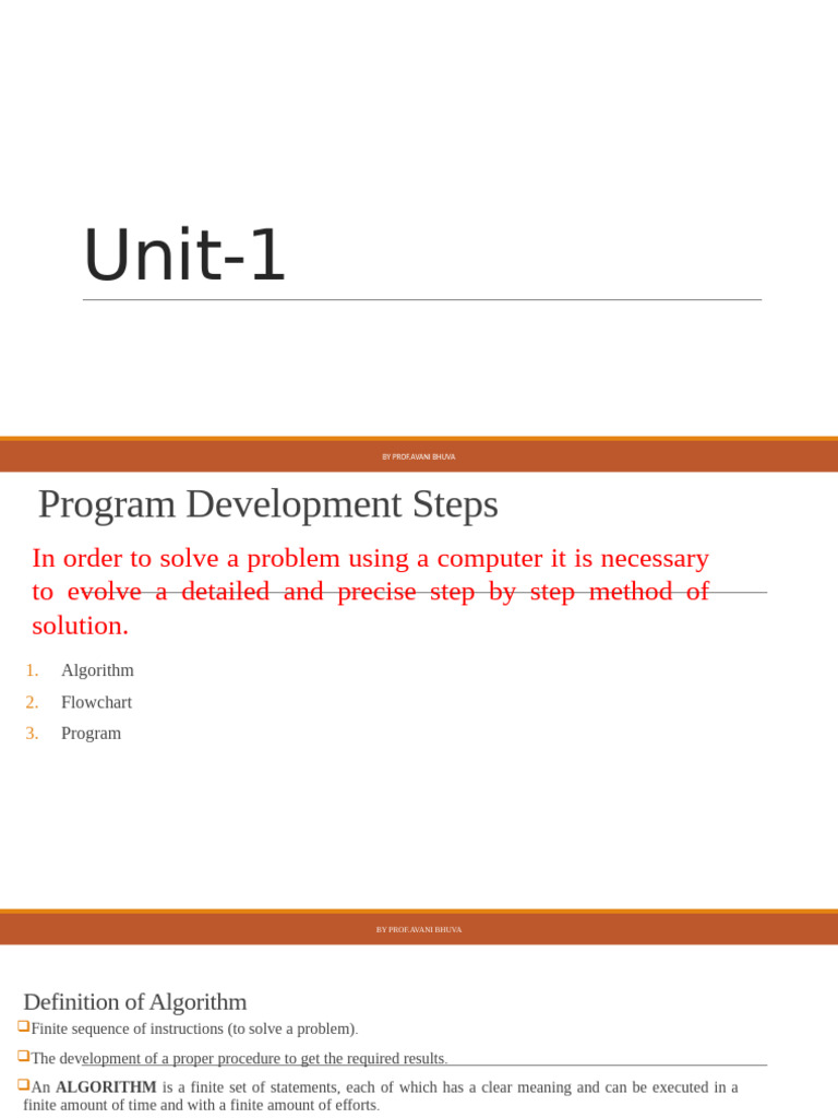 Unit-1 - PPS - H6nS4p8J1kalgorithm and Flowchart | PDF | Integer (Computer Science) | Algorithms