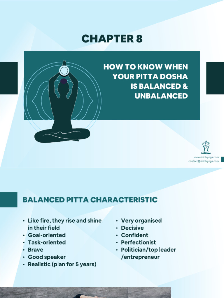 Chapter8 How To Know When Your Pitta Dosha Is Balanced and Unbalanced 2 | PDF