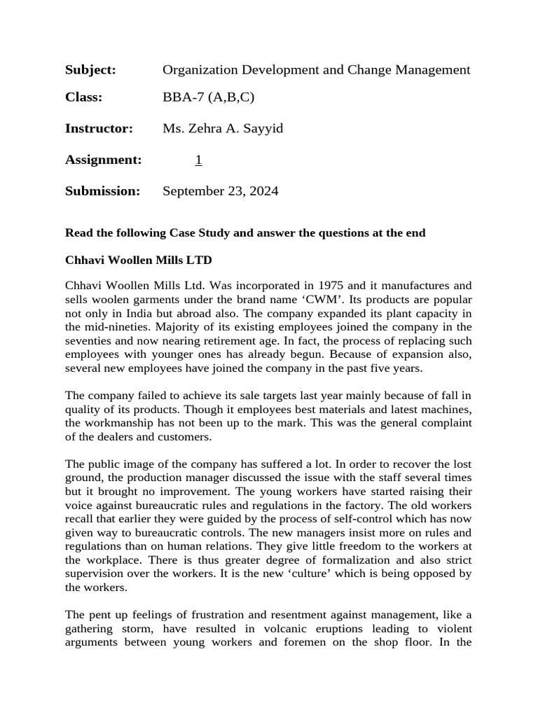 ODCM Assignment 1 FA24 | PDF | Business