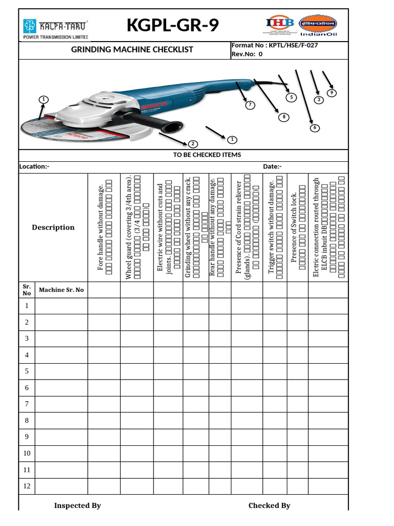 27 Grinding Machine Checklist | PDF