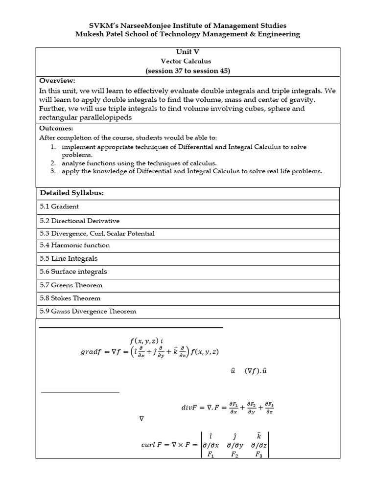 Unit 5 Sessionwise Problems 2tktcm8ifv Pdf Integral Divergence