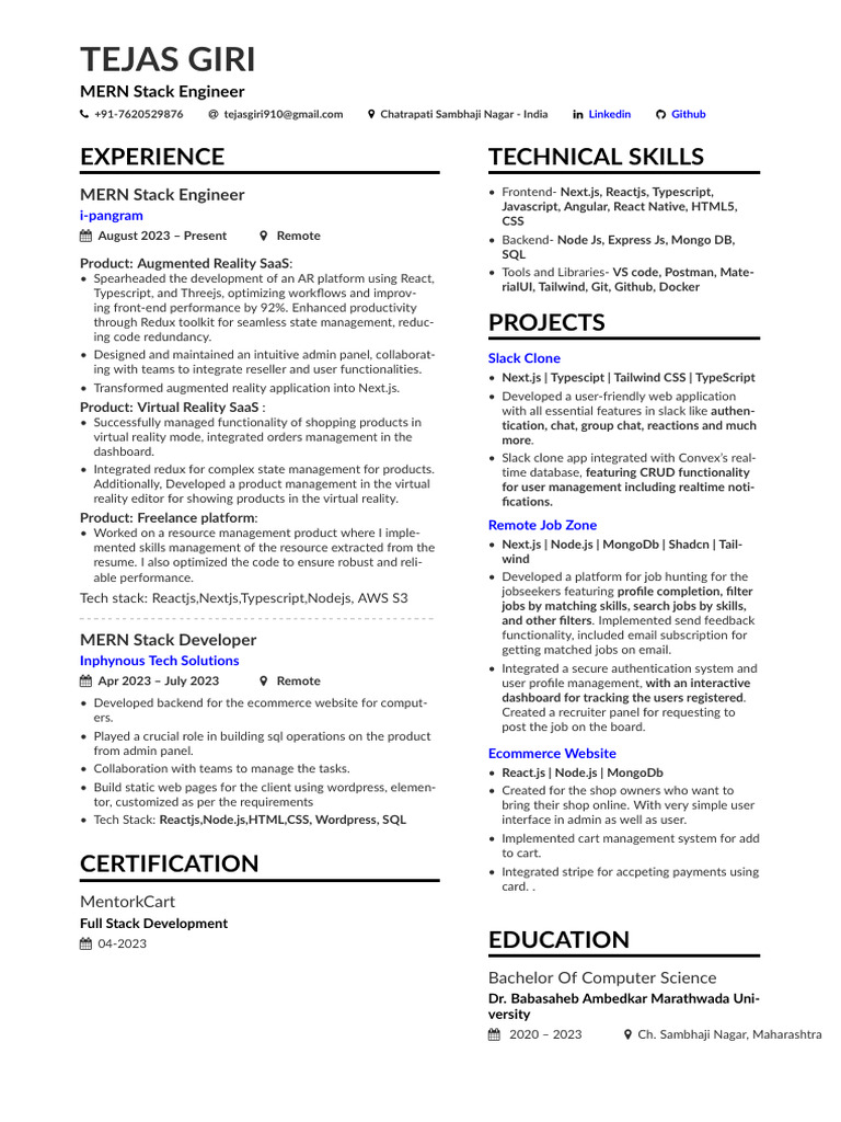 Tejas Giri Mern Stack | PDF | Computing | Software