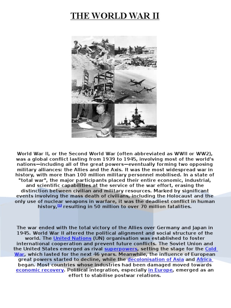 A Concise Chronology and Overview of the Global Conflict and Political ...