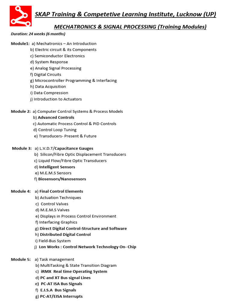 SKAP Training On Mechatronics | PDF | Mechatronics | Sensor