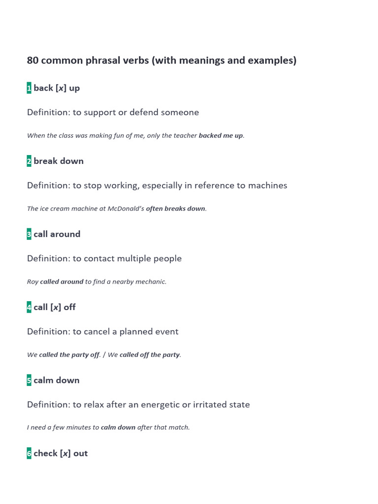 80 Most Common Phrasal Verbs | PDF