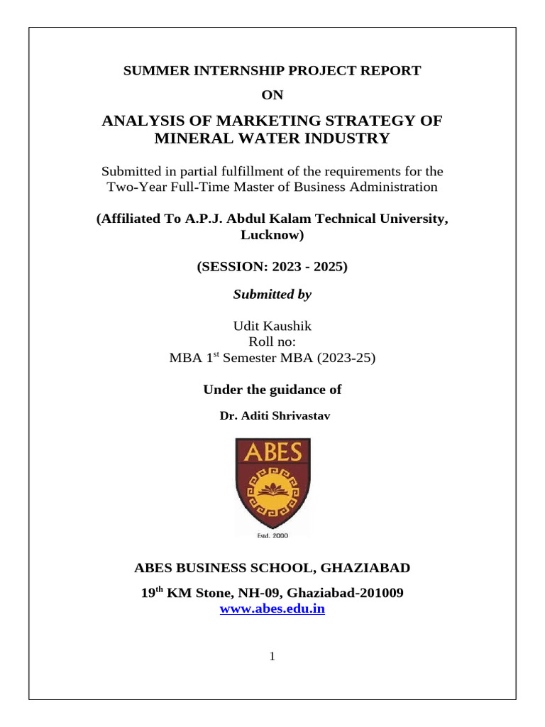 Mineral Water Marketing Strategy Analysis | PDF | Bottled Water