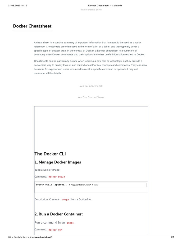 Docker Cheatsheet - Collabnix | PDF | Computer Engineering | Computer Architecture
