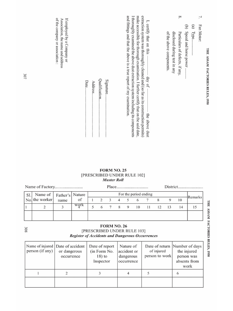 Form 26 - Register of Accidents and Dangerous Occurrences | PDF