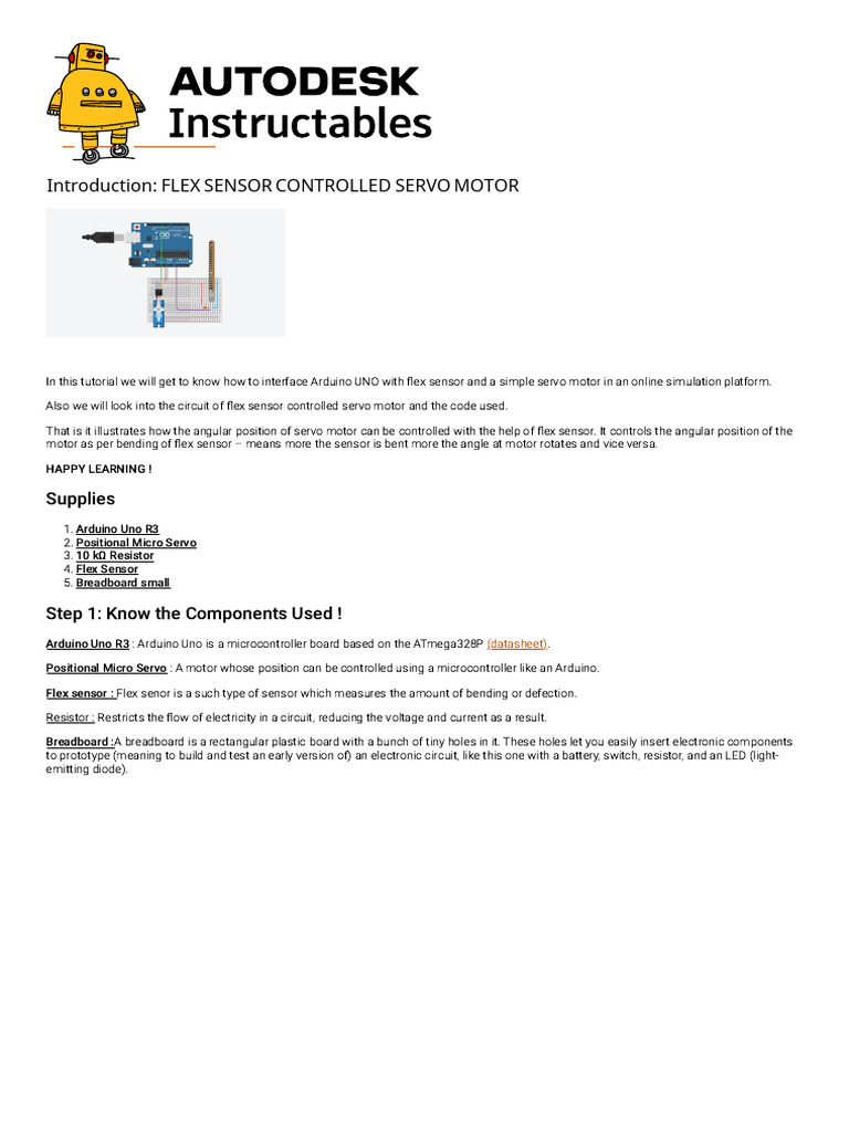 Lab 6 FLEX SENSOR CONTROLLED SERVO MOTOR | PDF | Electrical Network ...