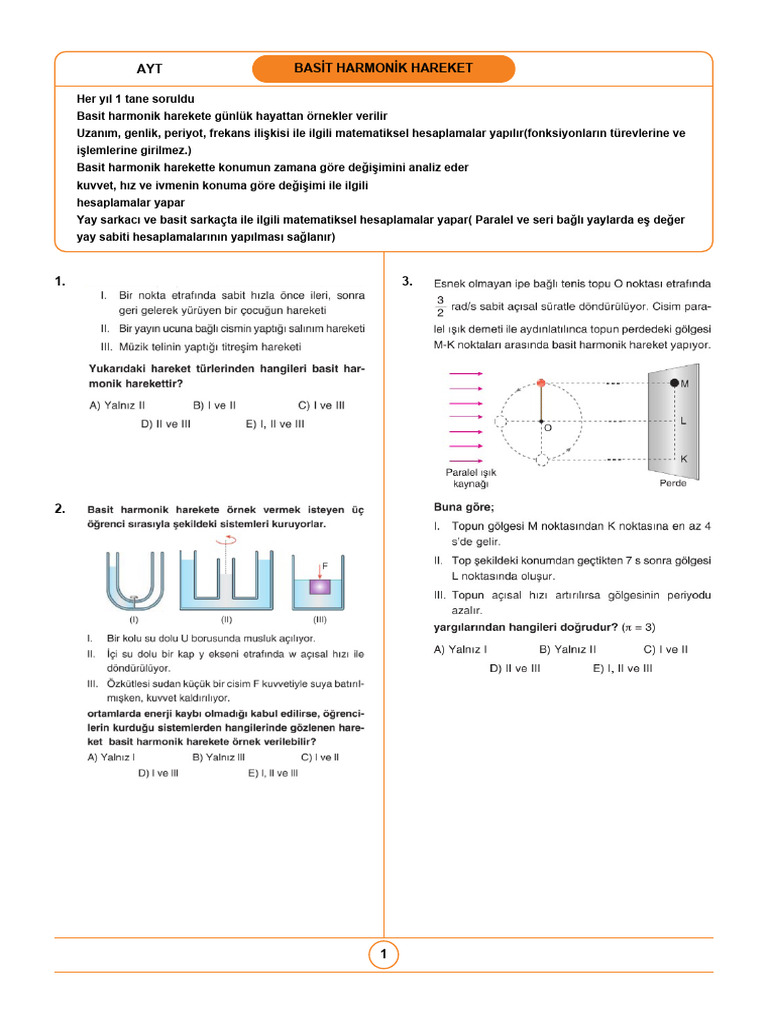 Basit Harmonik Hareket | PDF