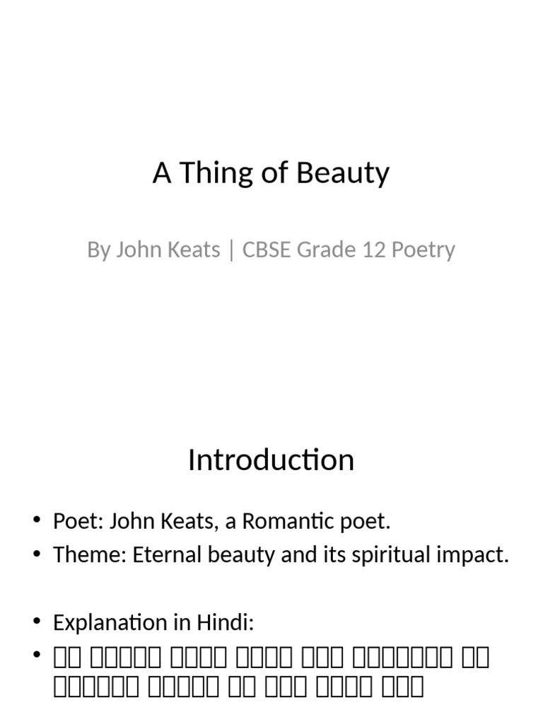 A Thing of Beauty Presentation | PDF