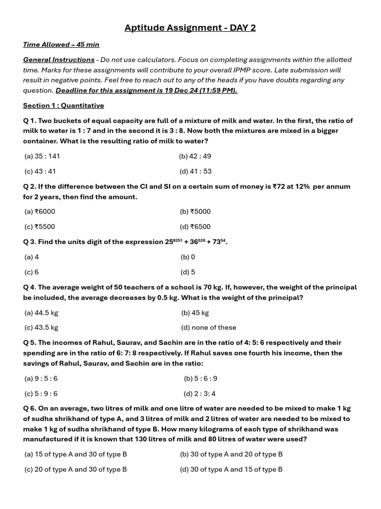Aptitude Assignment DAY 2 | PDF | Argument | Electronic Waste