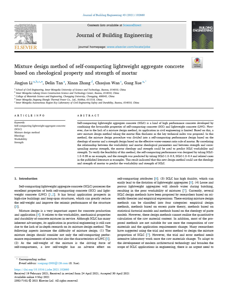 Mixture Design Method of Self-Compacting Lightweight Aggregate Concrete ...