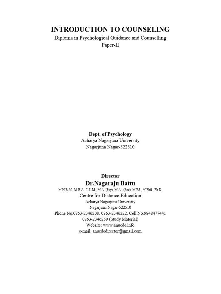 Introduction to Counseling Overview | PDF | Psychotherapy ...