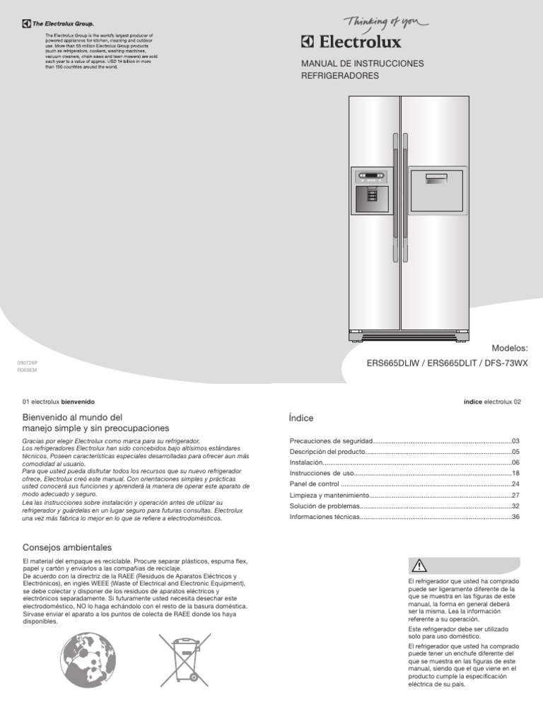 Manual Electrolux 2Door SidebySide ERS66_v5_DLI_W_T | PDF ...
