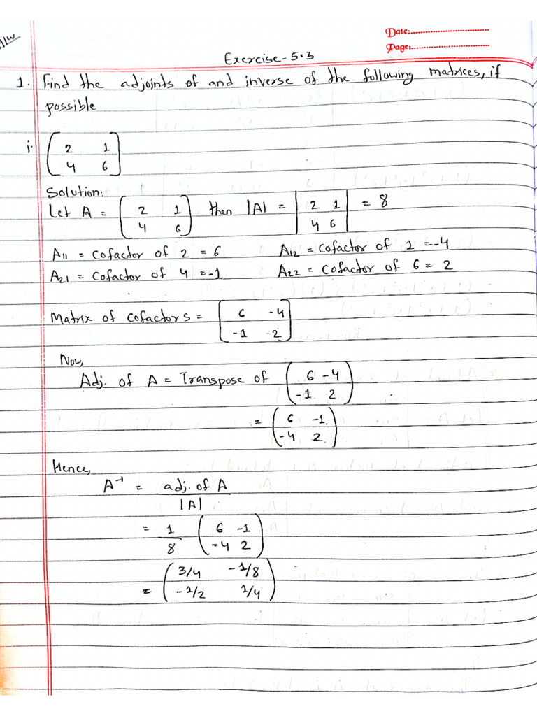 Class 11 Matrix & Determinant Ex-5.3 | PDF