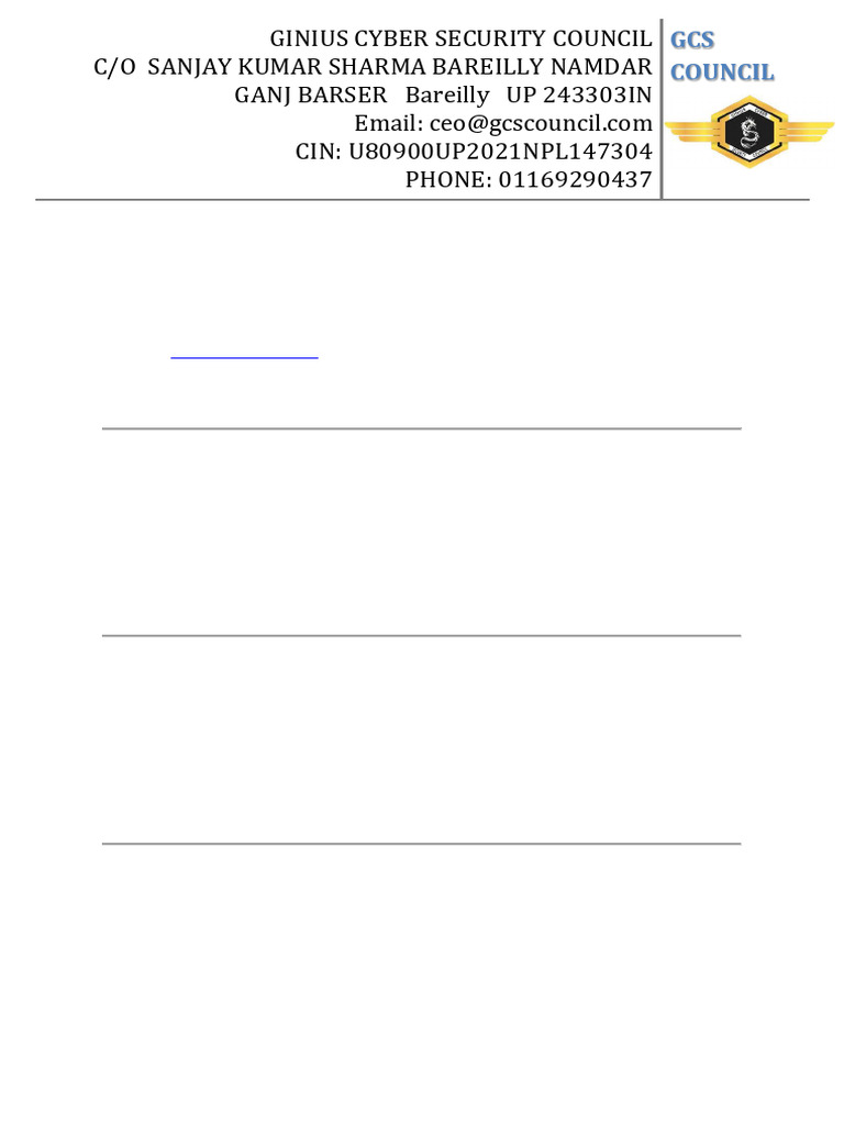 Ginius Cyber Security Council PROJECT PROPOSAL (1) | PDF | Computer Security | Security