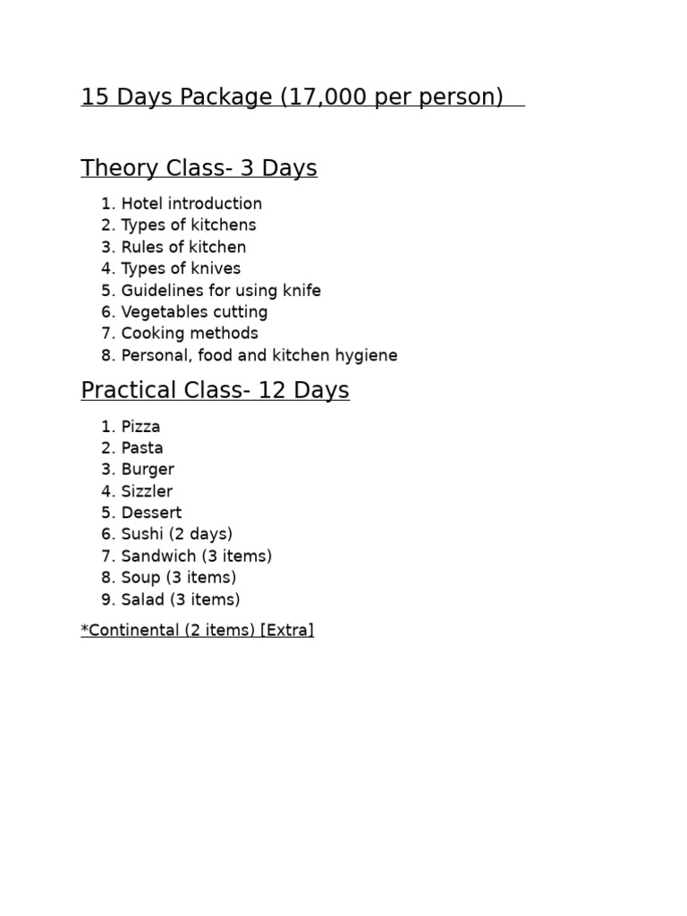 15 Days Package | PDF