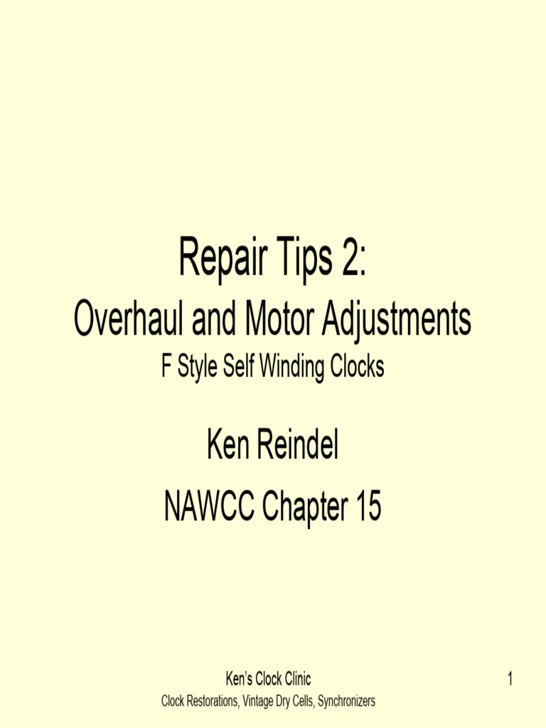SWC Repair Tips 2 - Overhaul and Motor Adjustments | PDF | Series And ...