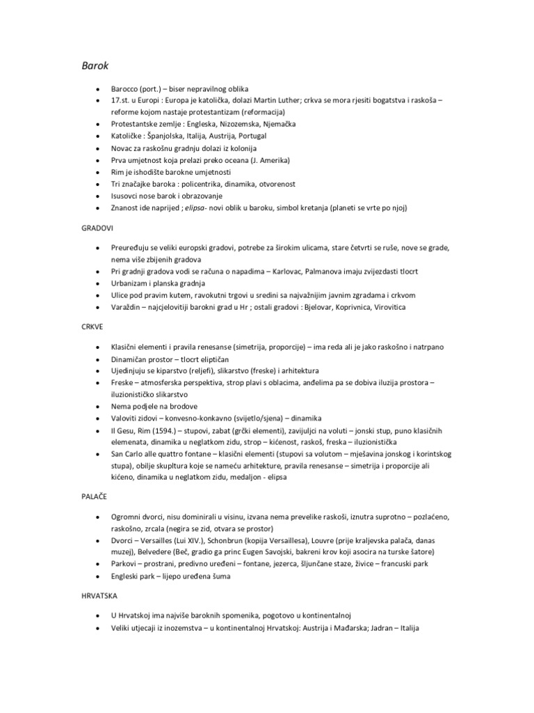 Barok, Rokoko, Klasicizam | PDF