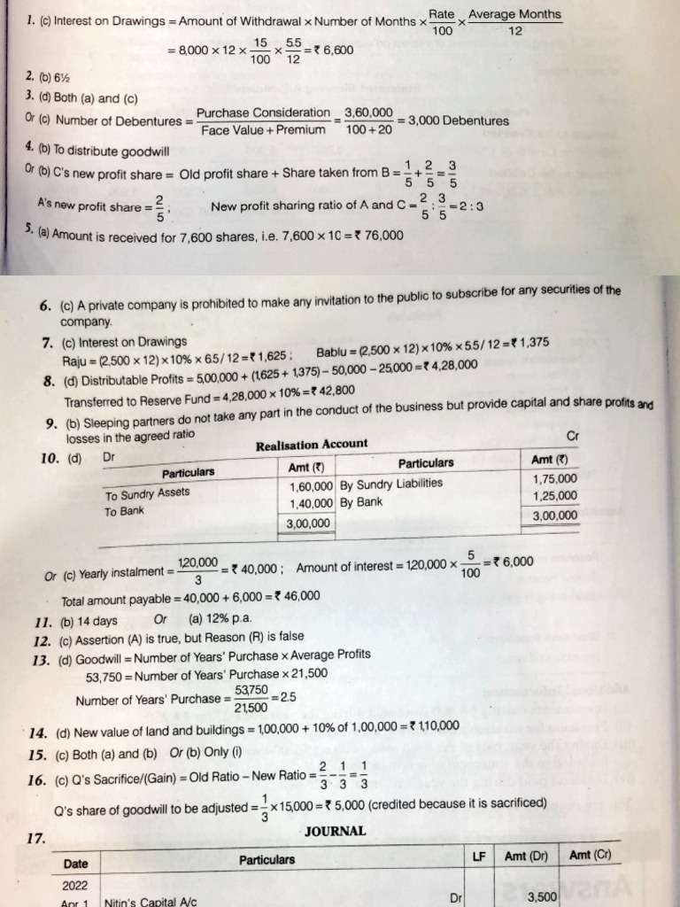 Full Acc Test 7 Answer Key | PDF | Goodwill (Accounting) | Balance Sheet