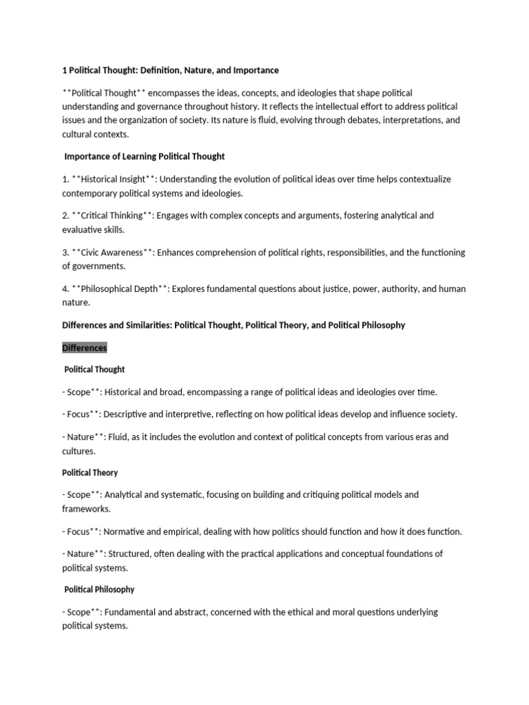 Understanding Political Thought and Its Importance | PDF | Citizenship ...