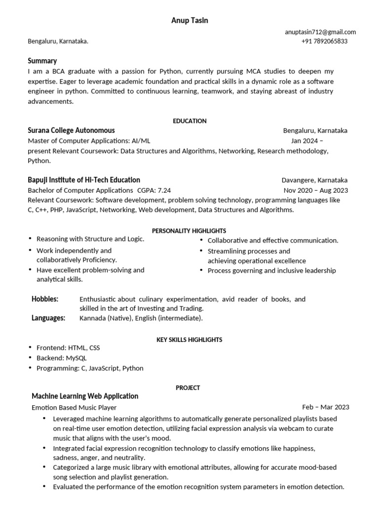 Anup Resume | PDF | Machine Learning | Web Development