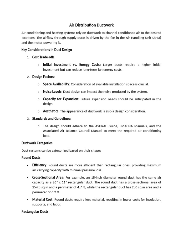 Air Distribution Ductwork | PDF | Duct (Flow) | Friction